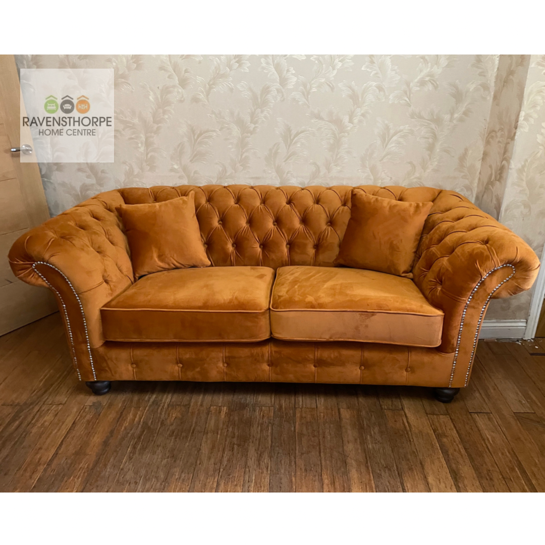 Chesterfield Fabric Suite in Orange